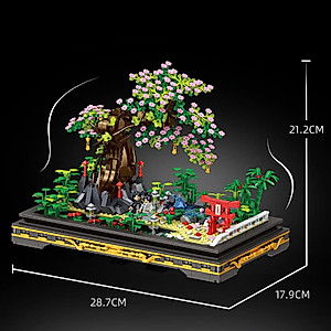Cihely Bonsai Tree Building Blocks Kits 00902, Artificial Bonsai Building Project to Release Stress and Focus The Mind, for Birthday Christmas Gifts to Adults/Teens（Cherry Blossoms 1469PCS）