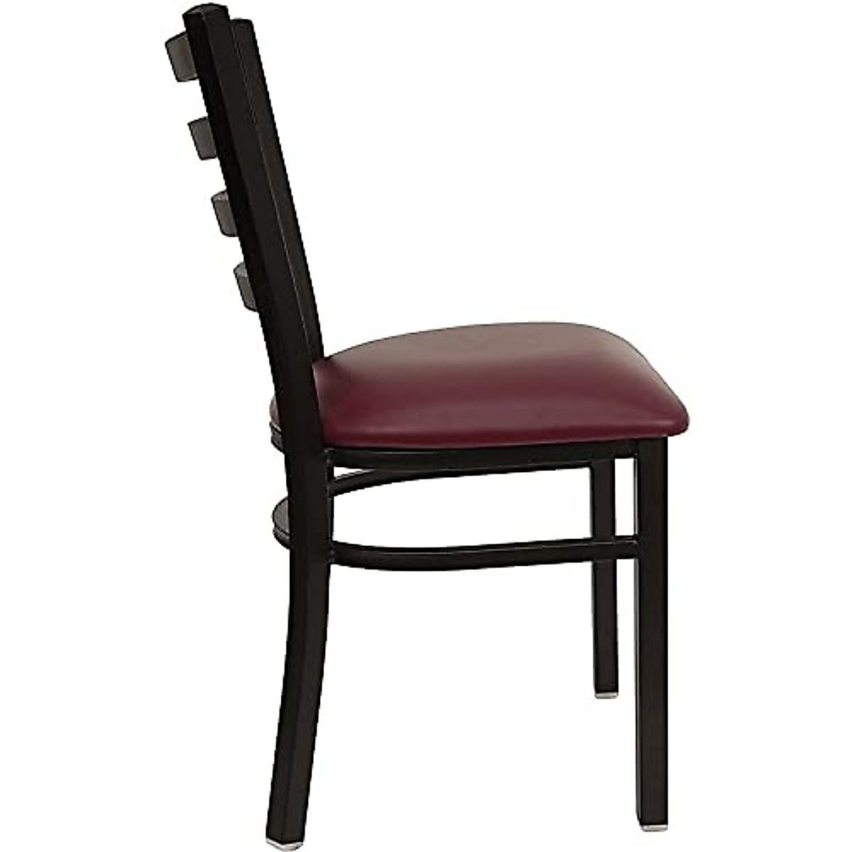 Flash Furniture 4 Pk. HERCULES Series Black Ladder Back Metal Restaurant Chair - Burgundy Vinyl Seat