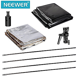 Neewer 35" x 70"/ 90 x 180cm Photo Studio Gold/Silver & Black/White Flat Panel Light Reflector with 360 degree Rotating Holding Bracket and Carrying Bag