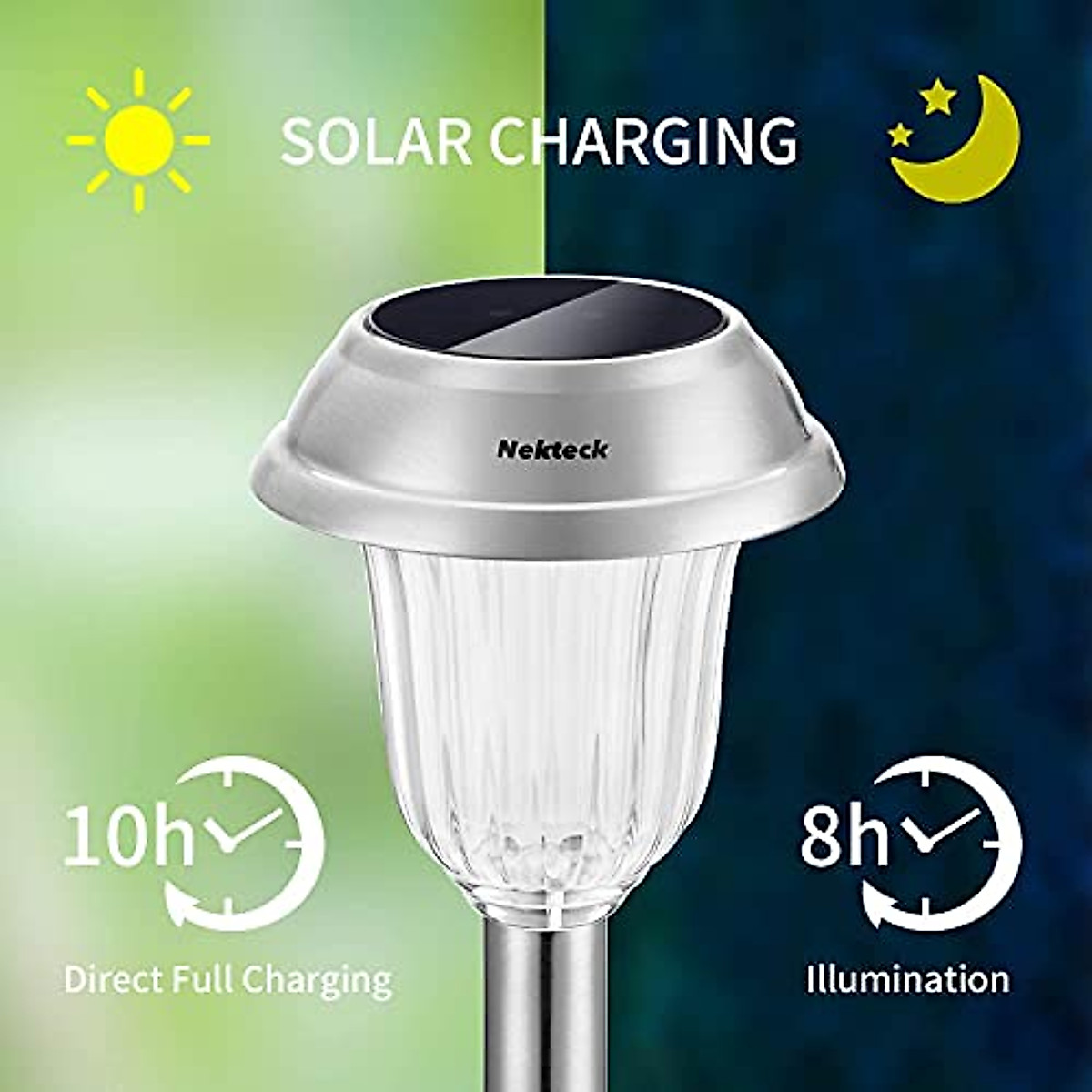 Nekteck Solar Lights Outdoor, 6 Pack Solar Pathway Lights Waterproof, Landscape Lighting Solar Powered, Wireless Solar Garden Lights Decorative for Yard, Patio, Landscape and Walkway