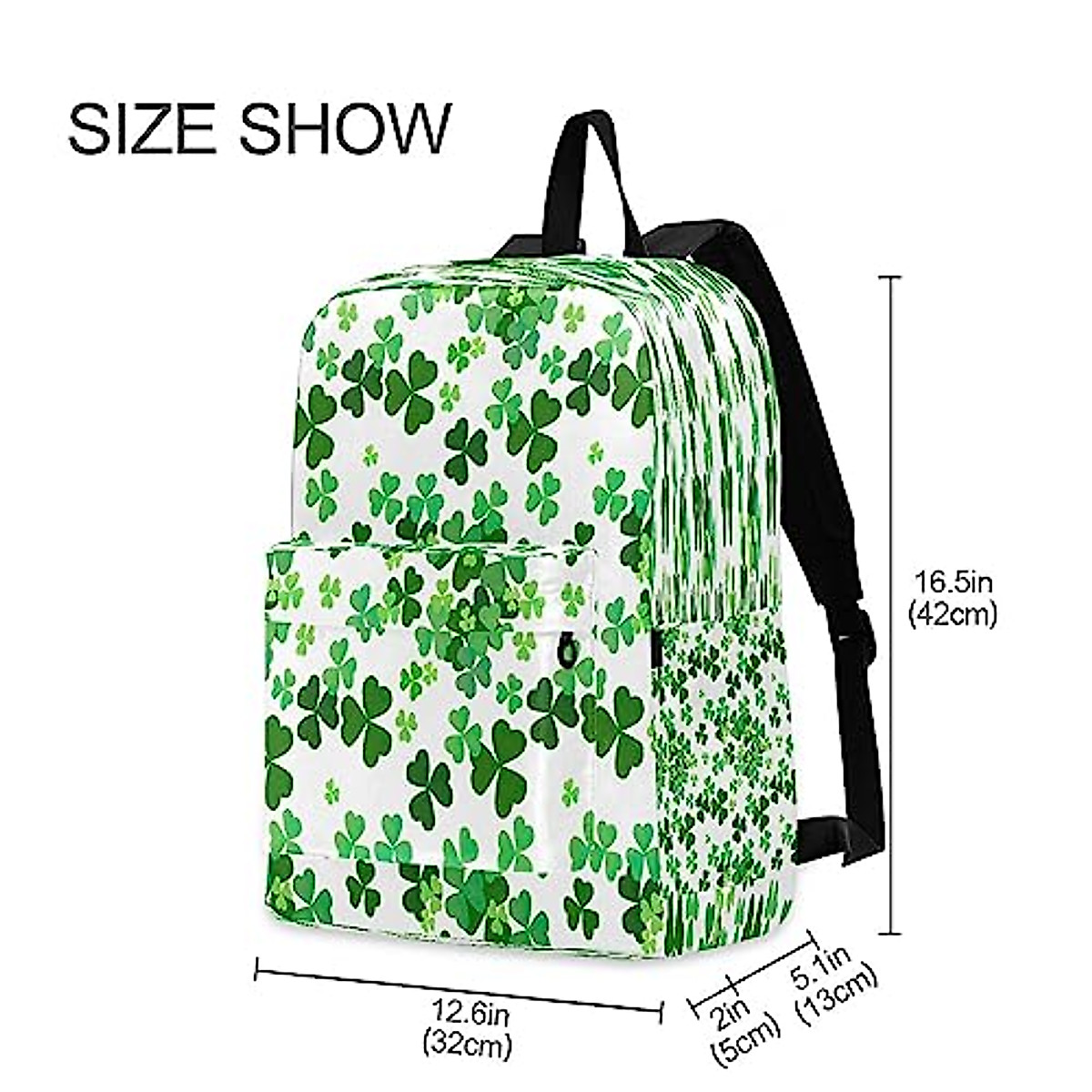GAIGEO St Patricks Day Shamrock Large Laptop Backpack, Backpack Hiking, College Backpack with Laptop Compartment, Backpack for Work