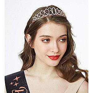 "Dirty Thirty" Sash & Rhinestone Tiara Set - 30th Birthday Gifts Birthday Sash for Women Birthday Party Supplies (Black Glitter/Rose Gold)