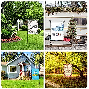 10 Pack Garden Flag Holder Stand Three Prongs Flag Holder Garden Flag Pole Holder Metal Powder Coated Flag Pole with Clip Stopper for Outdoor Garden Home Lawn Decoration with Clips, 15 Inch