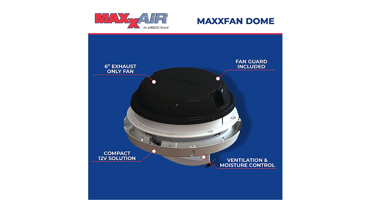 Maxx Air 12V Ventilation Dome Fan – Moisture Control