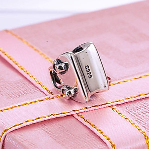 925 Sterling Silver Women Bag Charm Red Heart Charm Love Charm Anniversary Charm for Pandora Charm Bracelet