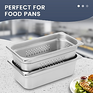 BIEAMA 1/3 Size 4" Deep, NSF Anti-Jam Perforated Stainless Steel Steam Table Pan, Hotel Pan