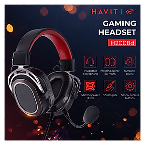 Compatible for HAVIT H2008d Wired Gaming Headset with 3.5mm Plug 50mm Drivers Surround Sound HD Mic Compatible for PS4 PS5 Xbox PC Laptop Gamer Headphone (Color : 7.1 USB and 3.5mm)