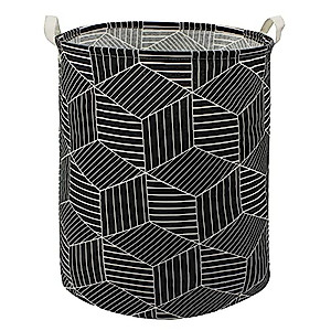 Mziart 19.7" Large Geometric Printed Foldable Laundry Hamper Bag Laundry Basket Sorter, Canvas Fabric Storage Basket Bin Home Organizer Containers for Nursery Baby Kids Toys