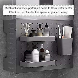 LXBAMKEA Water Heater Pipeline Blocking Plate, Kitchen Pegboard Organizer Kit, Gas Pipe Shielding Cover, Wall Mount Display Panel for Home Office Bathroom Garage, Storage Rack((W x D x H) 35x17x30CM)