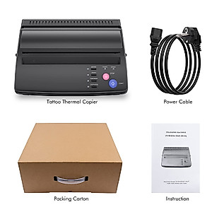 TATELF Tattoo Stencil Machine Thermal Copier Tattoo Stencil Printer with 20pcs Transfer Paper for tattooing Artists (Black)