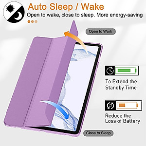 Soke Galaxy Tab S8+/S7 FE/S7 Plus 12.4 inch Case with S Pen Holder, Translucent Soft TPU Back Cover for Samsung Tab S8+ 2022/S7 FE 2021/S7 Plus 2020 [SM-X800/X806/T730/T736B/T970/T975],Violet
