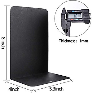 Jekkis 16pcs Bookends Metal Black Book End for Shelves Heavy Duty Bookend Tall Bookends Library Book Supports Shelf Holder, Office Home, 8 Pair