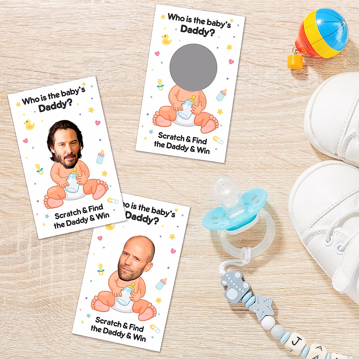 40 Cute Baby Shower Games - Scratch Off Lottery Ticket Raffle Cards Baby Shower Game - Funny Baby Shower Games - who is the baby's daddy - 40 Cards