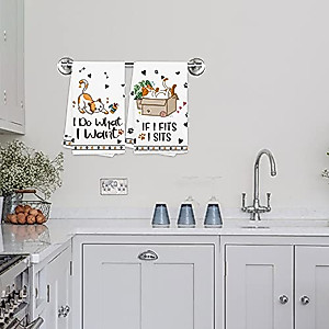 Hexagram Cat Funny Kitchen Towels Decorative Set of 4-Cat Lover Gifts for Women-Cat Lover Owners Mom Gifts-Housewarming Gifts-Cat Hand Towels for Kitchen-Cute Dish Towels-Tea Towel-Cat Kitchen Decor