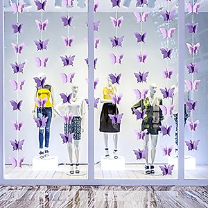 CIEOVO Butterfly Hanging Garland 3D Paper Bunting Banner Party Decorations Wedding Baby Shower Home Decor Purple 4 Pack, 110 inch Long Each