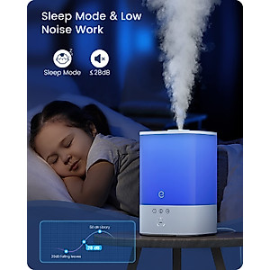 Humidifiers for Bedroom Large Room, Esemoil Smart WiFi Cool Mist Humidifiers for Baby, 3.5L Top Fill & 28dB Quiet, 40H Air Ultrasonic Diffuser with 8 Color Light, Voice Control, Compatible with Alexa