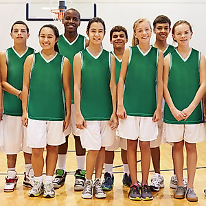 Sintege 12 Pcs Blank Basketball Jersey Youth Basketball Practice Jerseys Athletic Sports Shirts Plain Boys Team Uniform (Green)