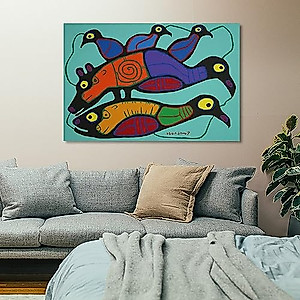 Norval Morrisseau Prints Loon Spirits Transforming Poster Gifts Canvas Painting Poster Wall Art Decorative Picture Prints Modern Decor Framed-unframed 16x24inch(40x60cm)