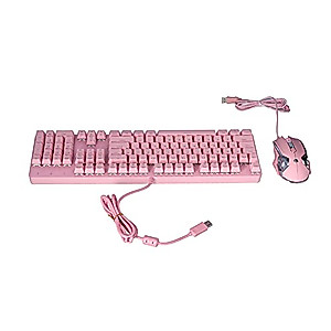 Pink Keyboard and Mouse Set, 104 Keys Mechanical Keyboard with 22 Lighting Effects, Ergonomic High Sensitivity Keyboard and Mouse Combo for Gaming, PC