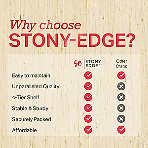 STONY EDGE 4-Tier Folding Bookshelf | Natural Wood Finish | 45x32x11.5 Inches | Book Shelf for Books and Trinkets | No Assembly Required | Foldable & Small Bookshelf for Home and Office