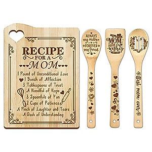 Mom Gifts, Mom Mothers Day Gifts, Gift for Mom from Daughters/Son, Mom Kitchen Gifts Cutting Board - Birthday Presents for Mom from Daughter - Mother Cooking Board with Utensil