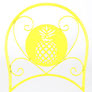 The Lakeside Collection Retro Vintage Metal Bistro Chair Patio Furniture with Pineapple Detail in Yellow