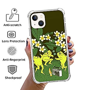 Voisgufley Frogs Dancing Case Compatible with iPhone 13 Mini, Hippie Trippy Frogs Party Case for iPhone 13 Mini for Teens Men and Women, Trendy Cool TPU Bumper Phone Case Cover