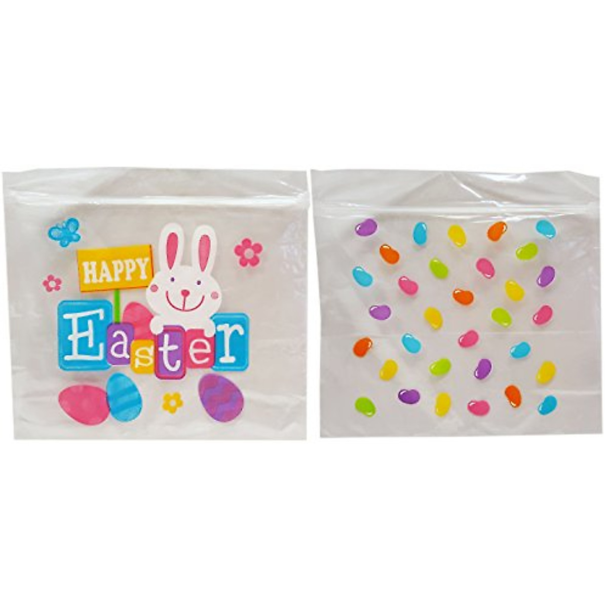 Regent Products Corp Set of 200 Easter Zipper Bags with Easter Bunny, Egg, and Jelly Bean Designs! 6.5"x5.86" - 2 Designs!
