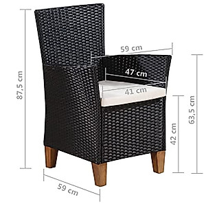 MBFLUUML Bistro Table Set, Outdoor Patio Furniture, 9 Piece Patio Dining Set Poly Rattan Black and Brown Suitable for Patio, Porch, Backyard, Balcony.