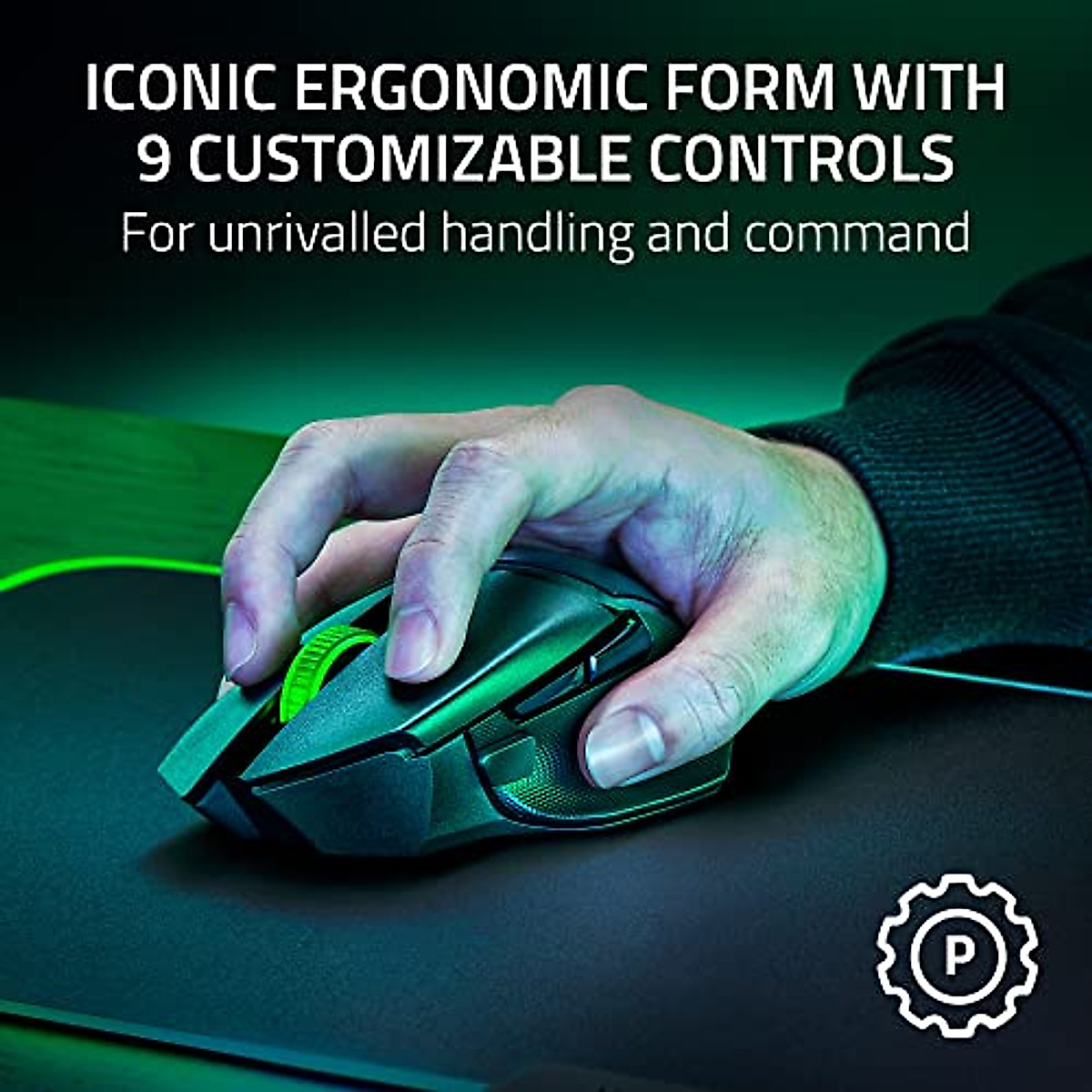 Razer Basilisk V3 X HyperSpeed Wireless Gaming Mouse: Up to 285 Hr Battery - 18K Optical Sensor - Mechanical Switches - Chroma RGB - 9 Programmable Controls - Black