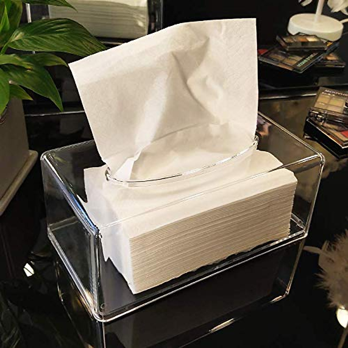 Yopay 2 Pack Clear Tissue Dispenser Box, Large Facial Acrylic Tissue Box Cover Holder, Napkin Organizer for Bathroom, Kitchen and Office Room, Rectangle, 10" L X 5.3" W X 4.3" H