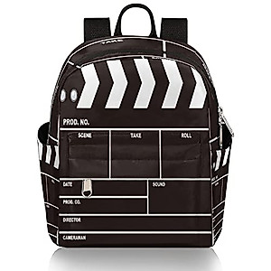 Black Movie Clapboard Mini Backpack for Women Girls, Small Backpack Purse Travel Shoulder Bag Casual Lightweight Daypack Fashion Backpack