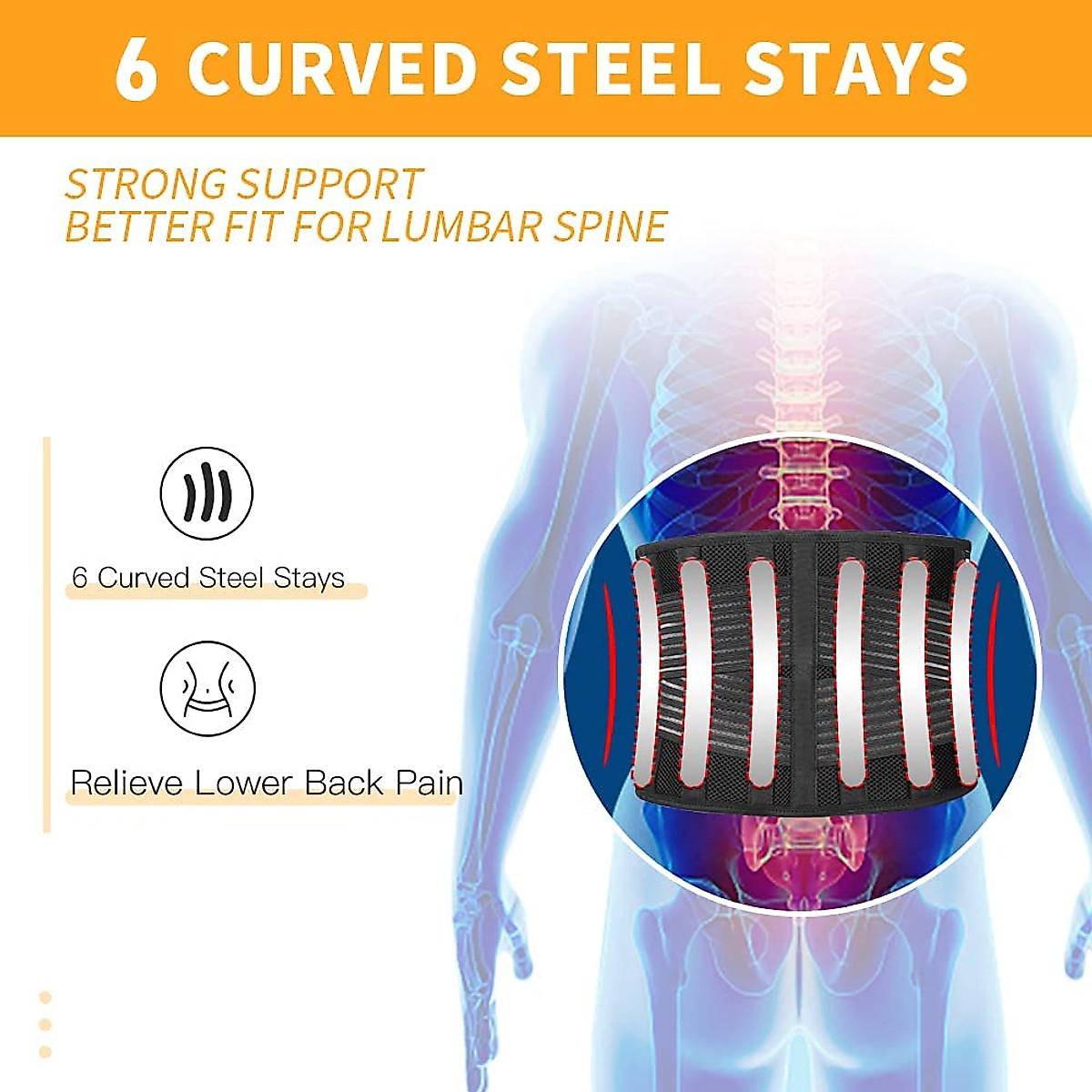 DARLIS Back Support Belt with Inflatable Lumbar Pad - Extra Support for Lower Back Pain Relief, Herniated Disc, Sciatica, Scoliosis, Adjustable Support Straps - Back Brace for Men Women S/M 32"- 39"