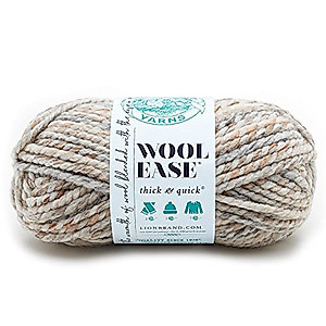 Lion Brand Yarn Wool-Ease Thick & Quick Yarn, Soft and Bulky Yarn for Knitting, Crocheting, and Crafting, 1 Skein, Fossil