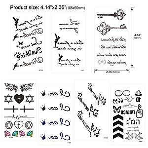 Konsait Temporary Tattoos for Adult Women Men Kids(30 Sheets), Waterproof Temporary Tattoo Fake Black Tiny Tattoos Body Art Sticker Hand Neck Wrist Cover Up Set