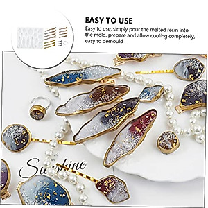 BETOOKY Resin Tray Mold 1 Set Crystal Hair Clips Jeweled Hair Clips Epoxy Hairpin Mold Hairpin Resin Molds Hairpin Maker Pendant Epoxy Resin Irregular Metal Cake Mold Tray Mold
