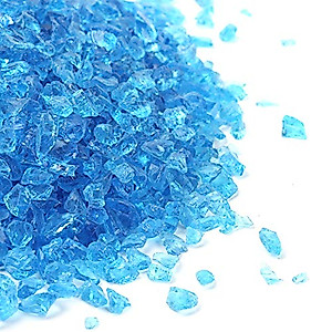 Alan Stone High Luster Reflective Fire Glass Gravel,Fire Gems,Fire Drops,Fire Glass Pebbles Stones Beads Chips for Fire Pit Fish Tank Aquarium Garden,3-6mm 305g/0.67lb (Aquamarine)