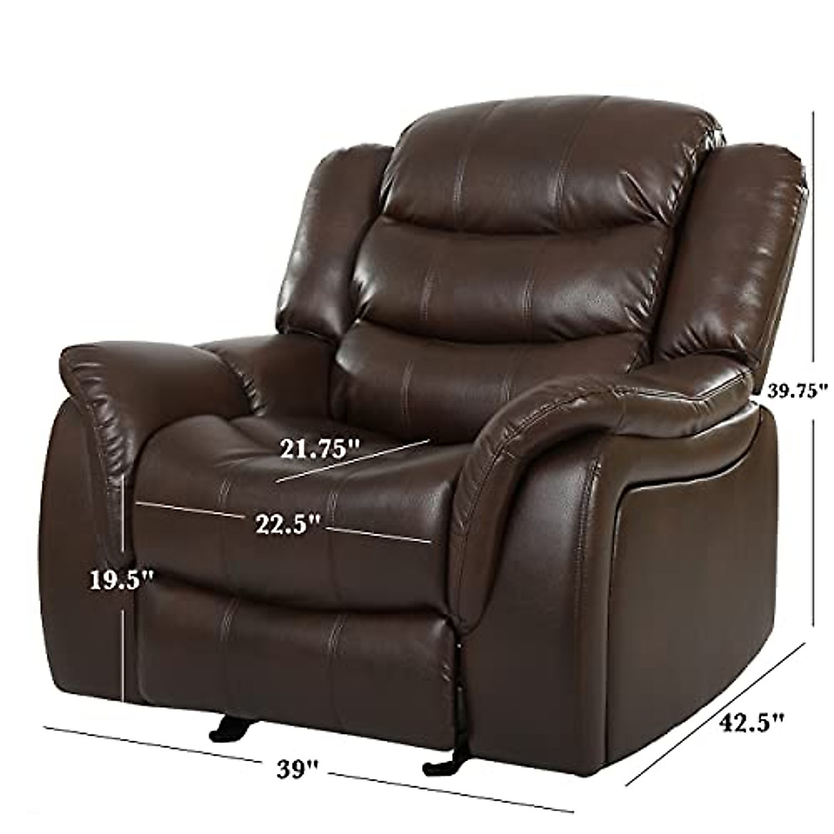 CHRISTOPHER KNIGHT HOME Merit Faux Leather Glider Recliner Club Chair, Dark Brown