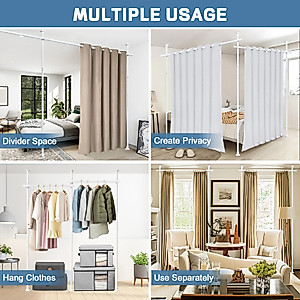 Room Divider Curtain Rod, No Drilling Rod, 48-120inch (H) 28-144inch(W) Adjustable Partition Hanging Room Dividers, Room Partitions and Dividers Floor to Ceiling Self Stand for Space Partition White