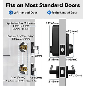 eLinkSmart Keyless Entry Door Lock Deadbolt with Handle Set, Fingerprint Door Lock with Door Knob Lever, Biometric Electronic Automatic Smart Digital Keypad Code Combination Door Lock for Front Door