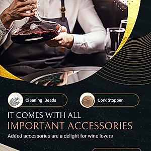 Le Portteus Wine Decanter With Stopper And Cleaning Beads, Hand Blown Glass, Crystal Decanter Wine Carafe And Aerator, Perfect Wine Gifts For Wine Lovers And Newlyweds