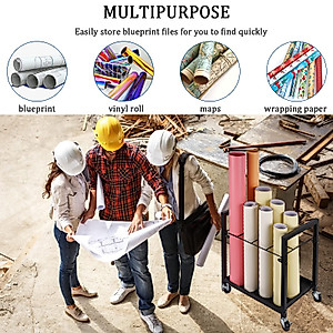 Cathyeen Blueprint Storage Rack Blueprint Holder Metal Blueprint Storage Cart with Wheels 12 Slots Roll File Holder for Home Office School to Storage Blueprint Poster Architectural (Black 12 Slots)