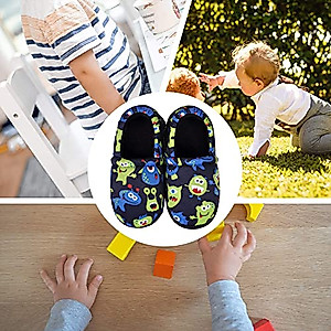 CCVON Boys Girls Slippers Cute Soft Cartoon House Shoes Cozy Plush Slippers Indoor Outdoor Navy Blue 11