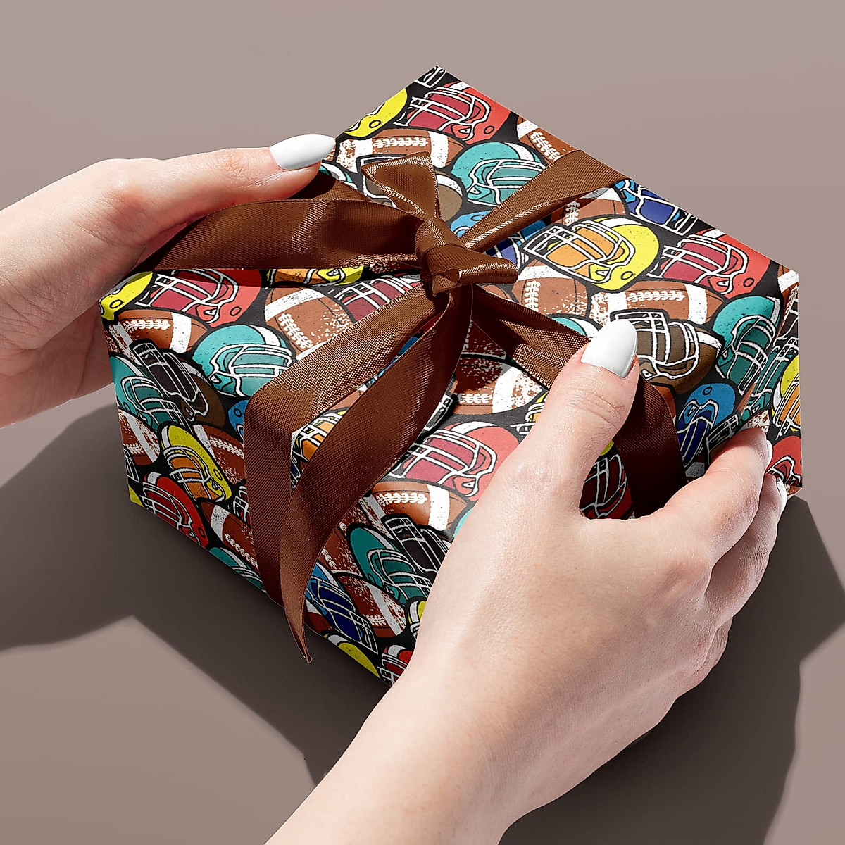 LDGOOAEL Birthday Wrapping Paper for Boys, Girls, Kids. Football Patterns. Gift Paper for Christmas,Party,Baby Shower-1 Pack Contains 8 Sheets-19.6 inch X 27.5 inch Per Sheet,Folded Flat, Not Rolled