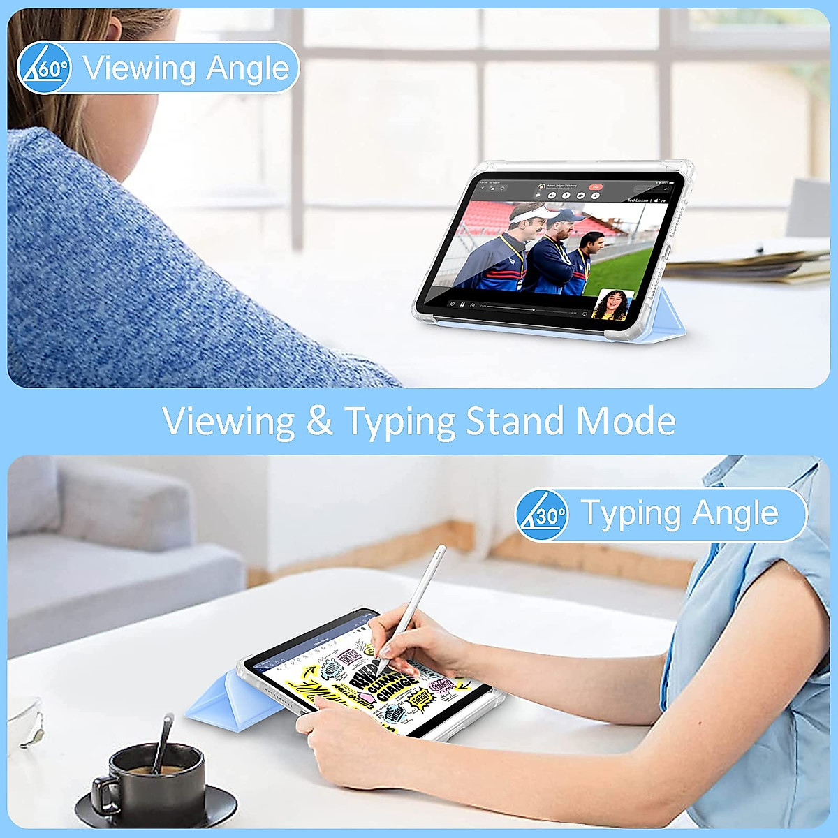 Hoidokly Slim Case for iPad Mini 6 2021 (8.3 Inch) - [Built-in Pencil Holder] Shockproof Cover Clear Transparent Back Shell, Auto Wake/Sleep for iPad Mini 6th Generation, Yellow