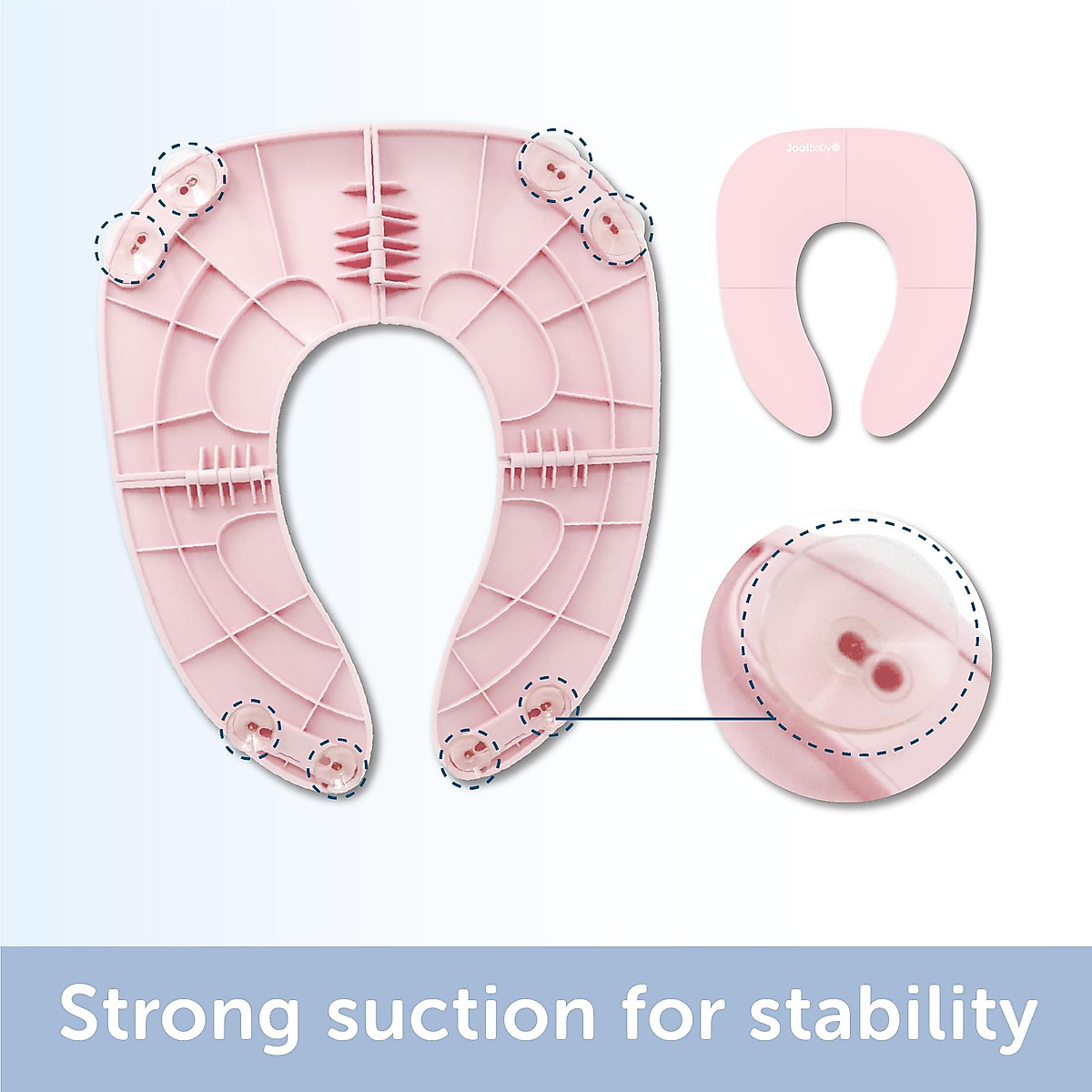 Jool Baby Folding Travel Potty Seat for Toddlers, Fits Round & Oval Toilets, Non-Slip Suction Cups, Includes Free Travel Bag (Pink)