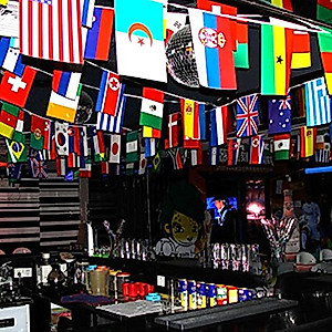 International Flags, G2PLUS® 164 Feet 8.2'' x 5.5'' World Flags, 200 Countries Olympic Flags Pennant Banner for Bar, Party Decorations, Sports Clubs, Grand Opening, Festival Events Celebration