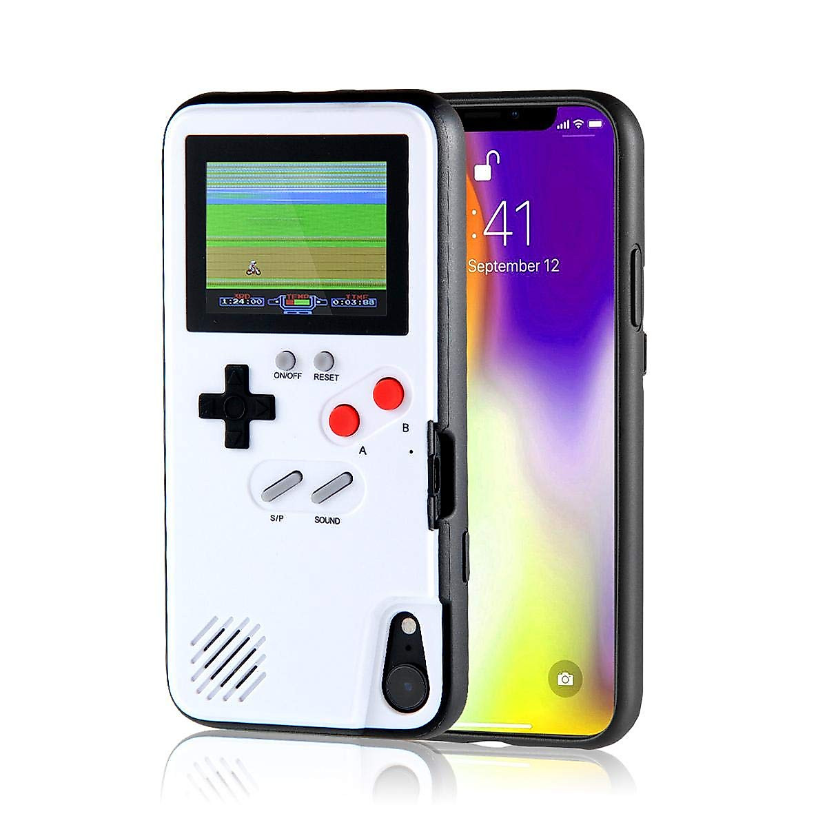 DokFin Shockproof Retro 3D Gameboy Silicone Cover with 36 Classic Games, Colour Display for iPhone X/Xs/XR/Xmax, iPhone 8/8 Plus/7/7 Plus (White)