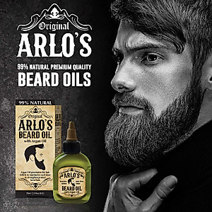 Arlo's 5-PC Mens Premium Beard Grooming Kit w/Coconut Beard Oil 2.5oz Beard Oil, Beard Brush, Beard Comb, Beard Scissors & Carry Bag