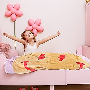 Unittype 50 x 60 Inch Preppy Blanket Smile Face Pattern Blanket Lightweight Cute Smile Face Preppy Blanket for Teen Girl Baby Kid Toddler Adult Home Bedroom Living Room Gift (Pink)